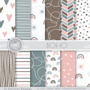 Boho Rainbows Digital Paper Boho Rainbows Seamless Digital Paper ...