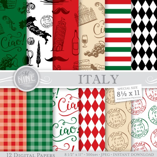 ITALY Digital Paper Vintage Italian Downloads Vacation - Etsy