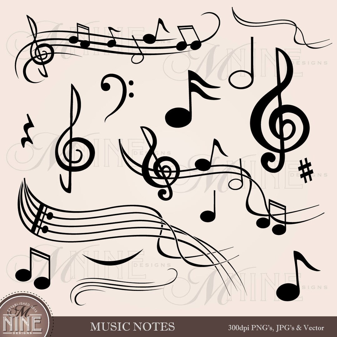 MUSIC NOTES Clip Art / Music Theme Clipart / Music Notes Download ...