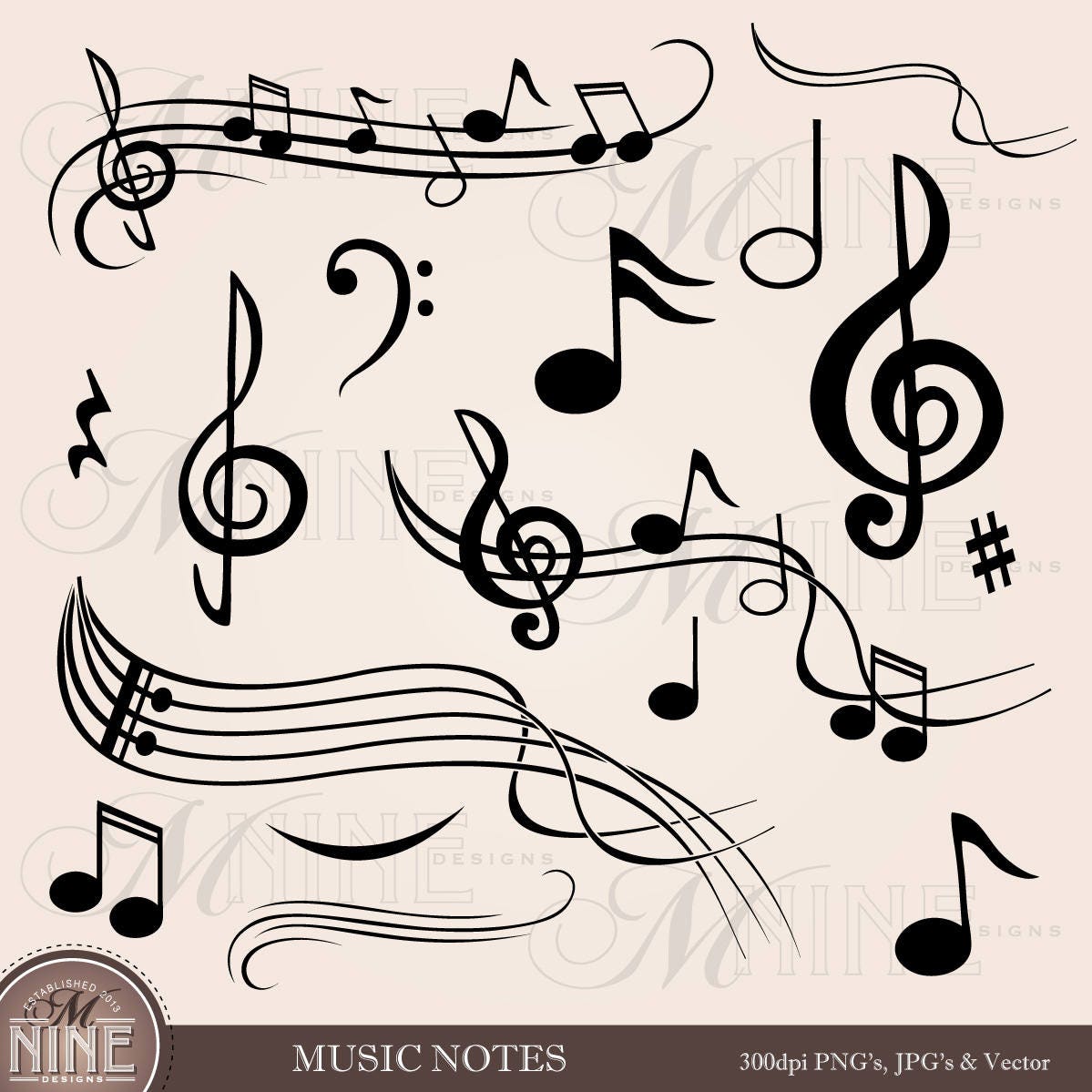 MUSIC NOTES Clip Art / Music Theme Clipart / Music Notes - Etsy Canada