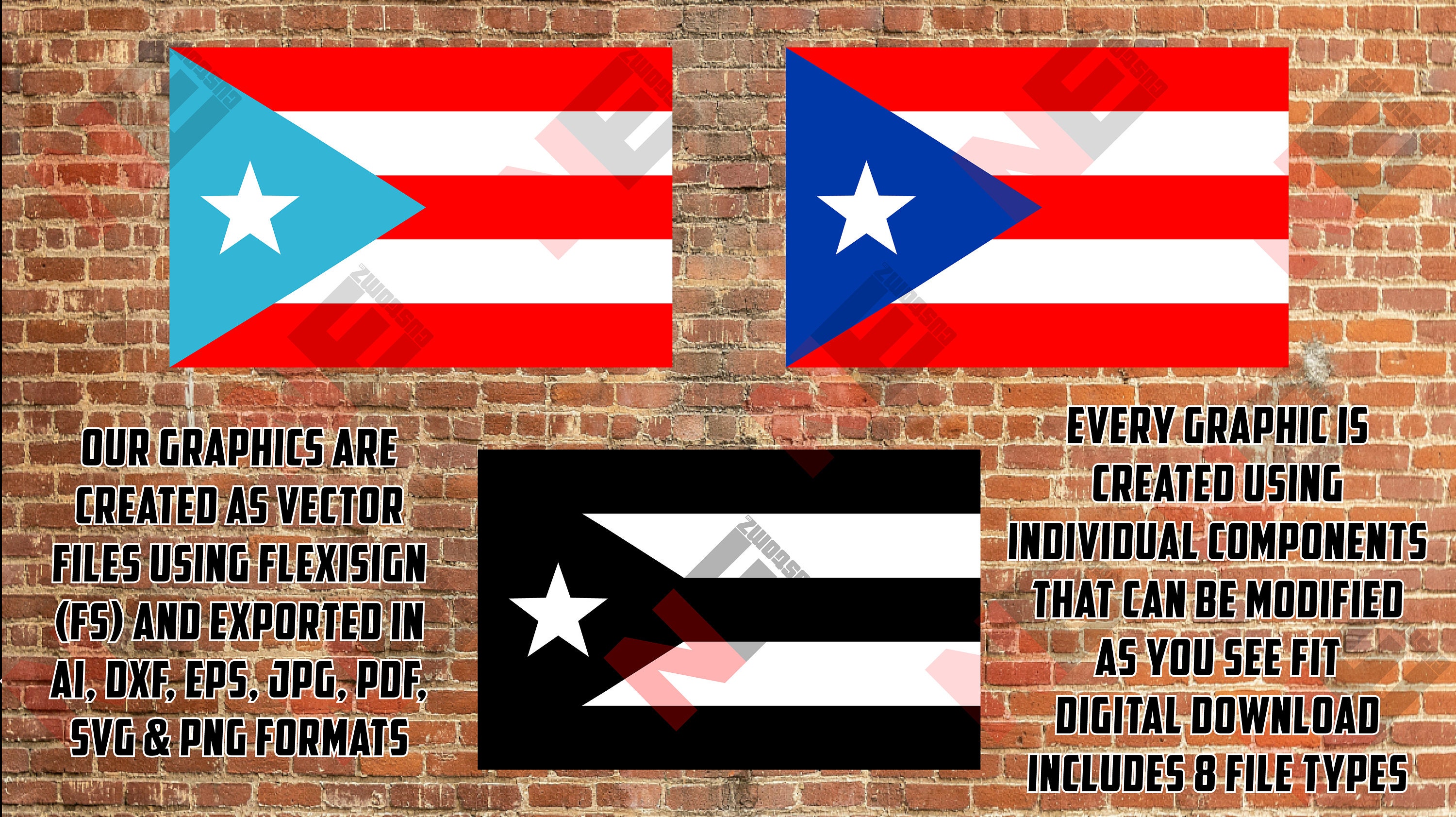 Puerto Rico Flag - Vector - FS, AI, Dxf, Jpg, Pdf, Svg & Png - Etsy