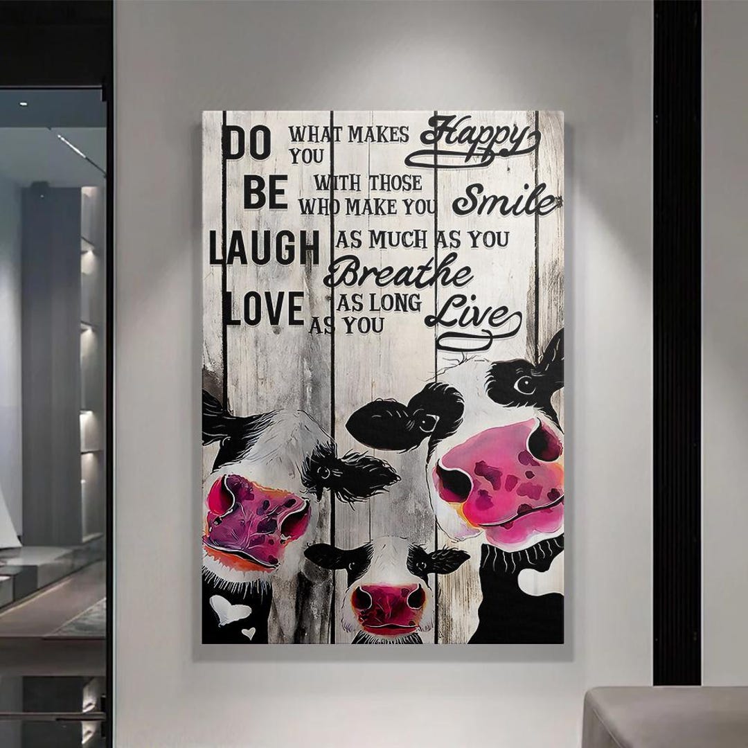Happy Cows Motivational Print - 'do What Makes You Happy' Quote Art ...