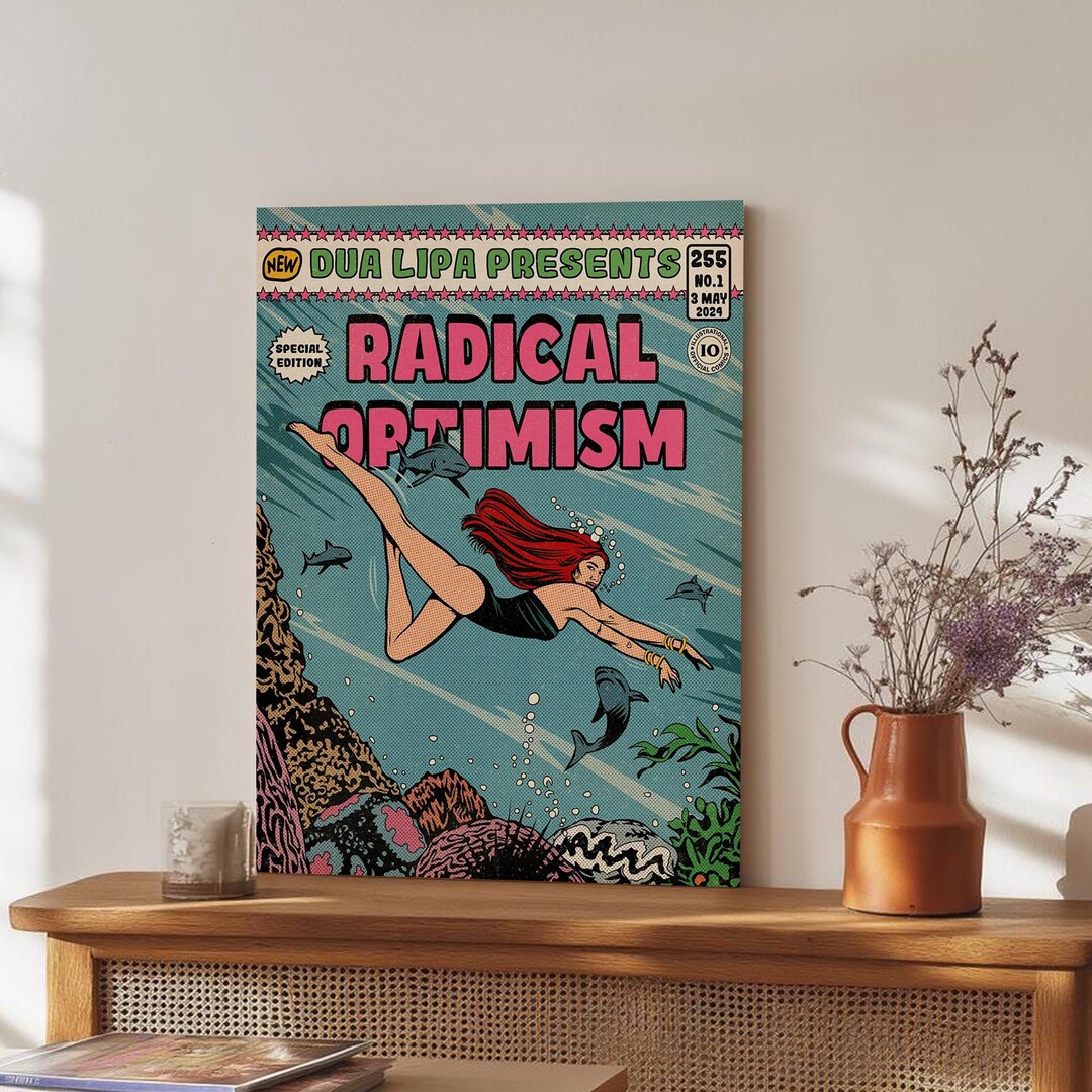 Retro Comic Style Poster - Pop Art Swimmer Wall Art, Radical Optimism ...