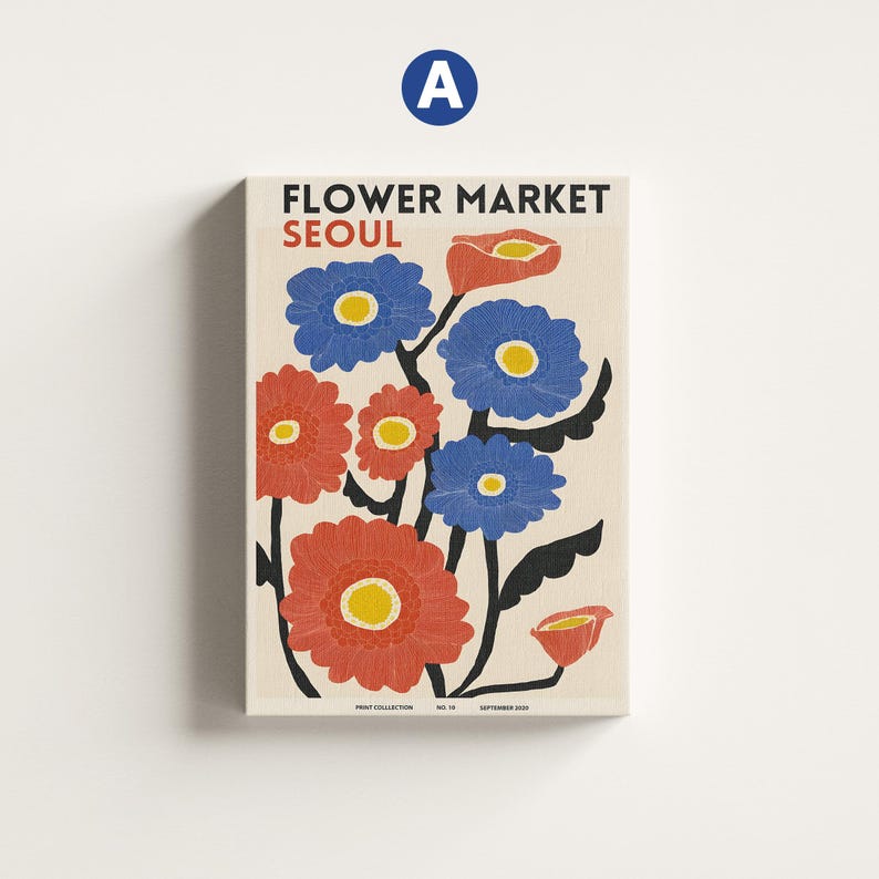Vintage Flower Poster Set, Retro Botanical Wall Art Prints, City Travel ...