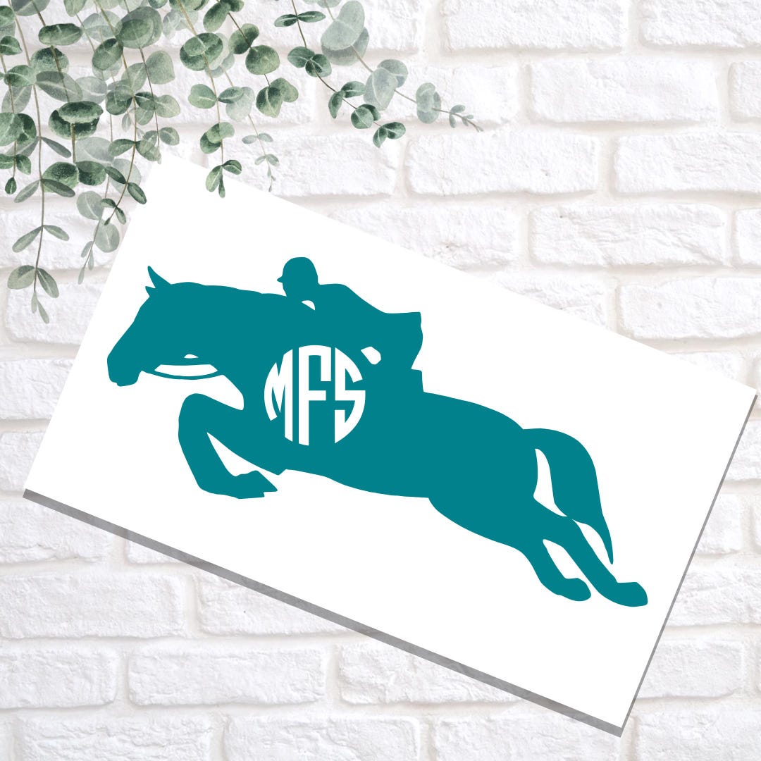 Horse Monogram Decal Car Sticker, Show Jumping Horse Sticker ...