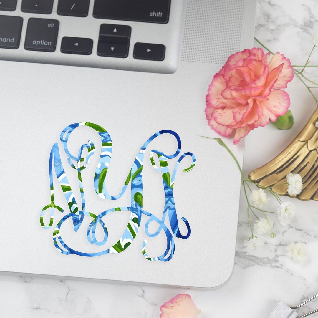 Computer Monogram Decal Sticker Patterned Vinyl Decal for - Etsy