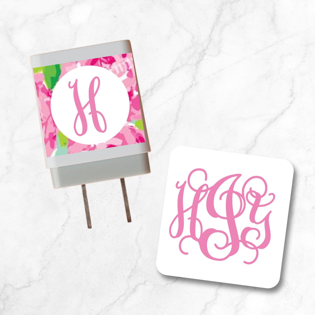 Phone Charger Decal Sticker, iPhone Monogram Decal Stickers, Christmas ...