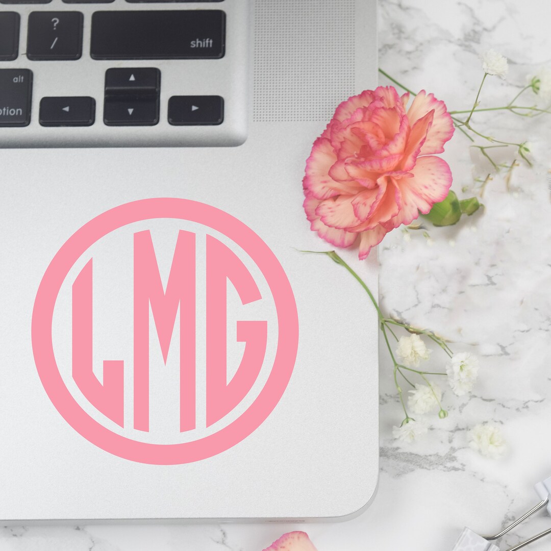 Computer Monogram Vinyl Decal, Personalized Water Bottle Stickers ...