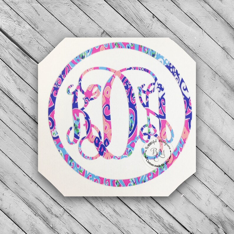 Patterned Vinyl Decal Sticker Personalized Monogram Initials | Etsy