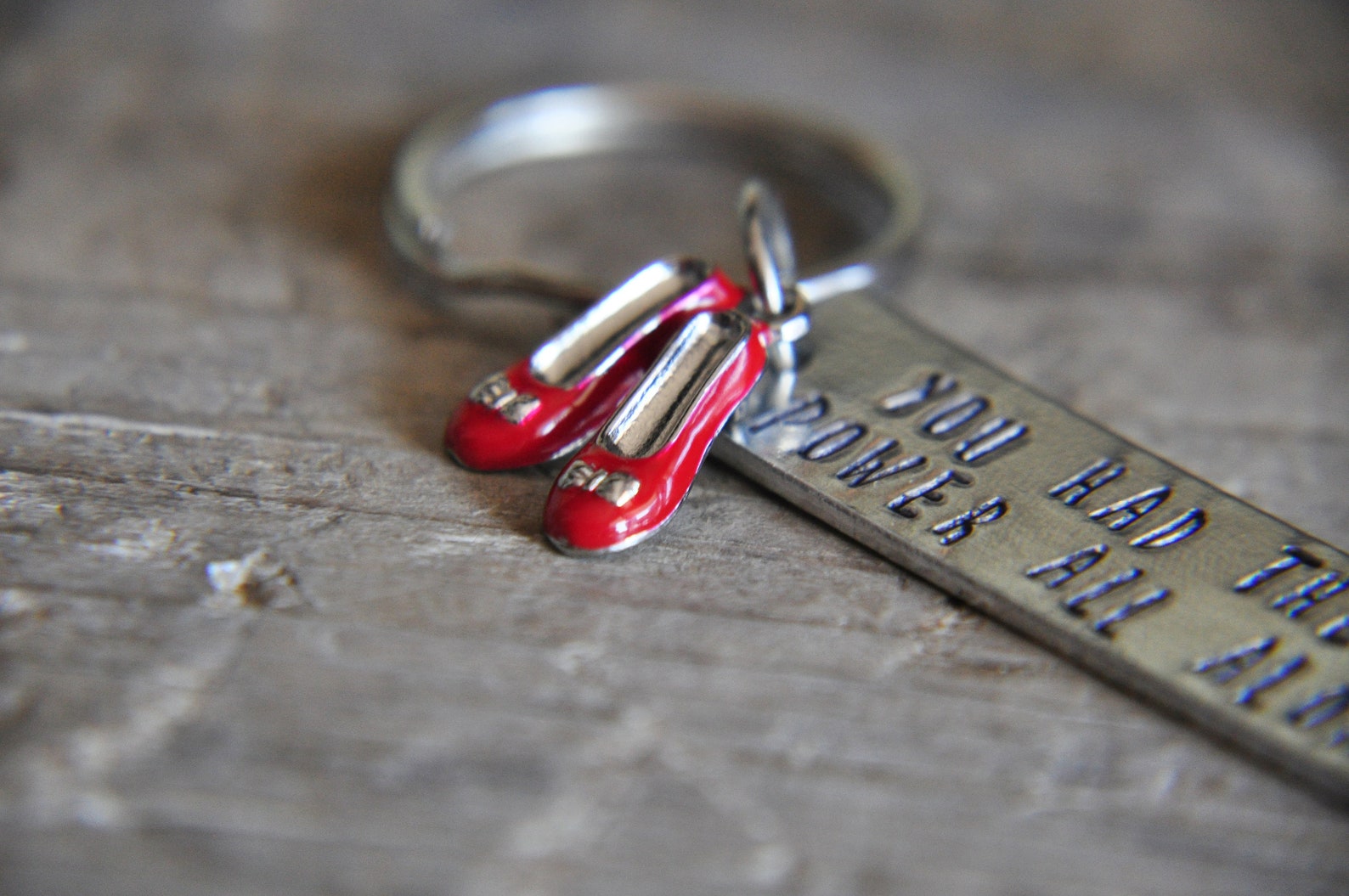 Wizard of Oz Keychain – Ruby Slippers, Hand Stamped Inspirational Gift ...