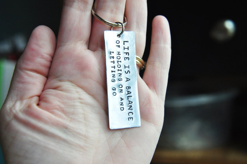 Life Keychain Hand Stamped Keychain Motivational Quotes | Etsy