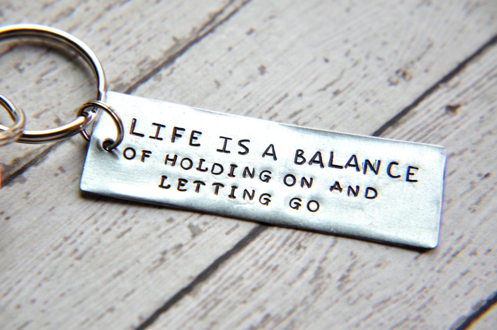 Life Keychain Hand Stamped Keychain Motivational Quotes | Etsy