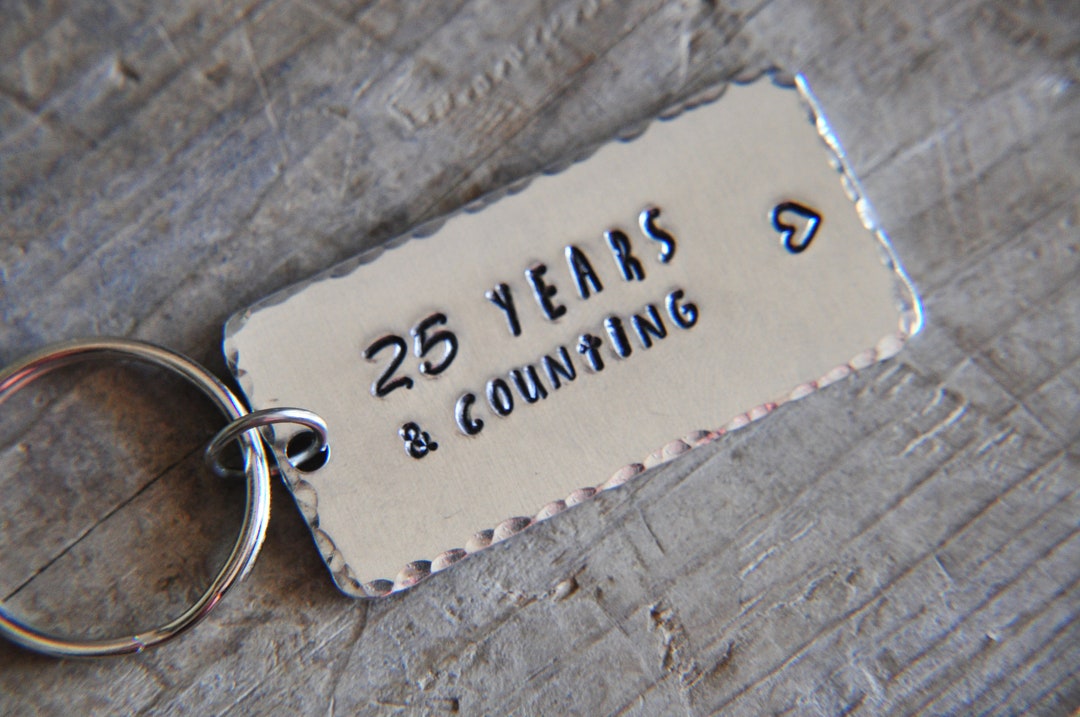 Anniversary Keychain, 25th Anniversary Gift, Anniversary Gifts, Gift ...