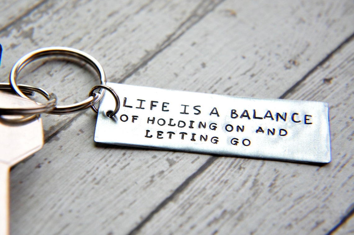 Life Keychain Hand Stamped Keychain Motivational Quotes | Etsy