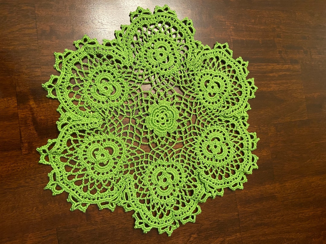 Handmade Crochet Green Doily With Scallop Pattern 11 Inch Diameter - Etsy