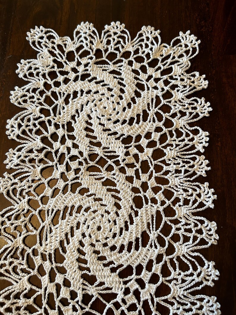 Handmade Crochet White Rectangular Doily With Pinwheel Pattern 18 ...