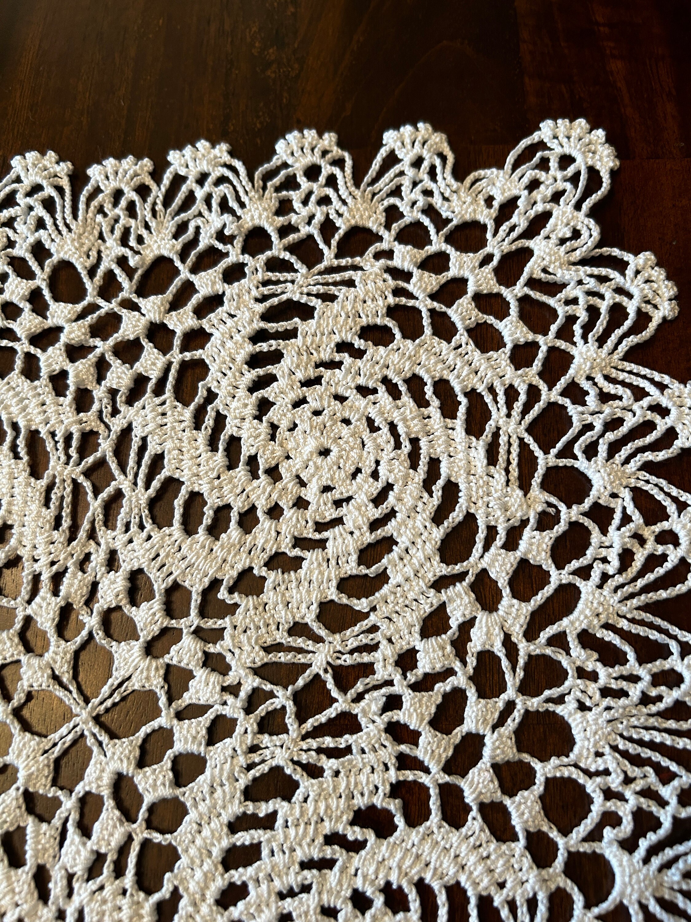 Handmade Crochet White Rectangular Doily With Pinwheel Pattern 18 ...