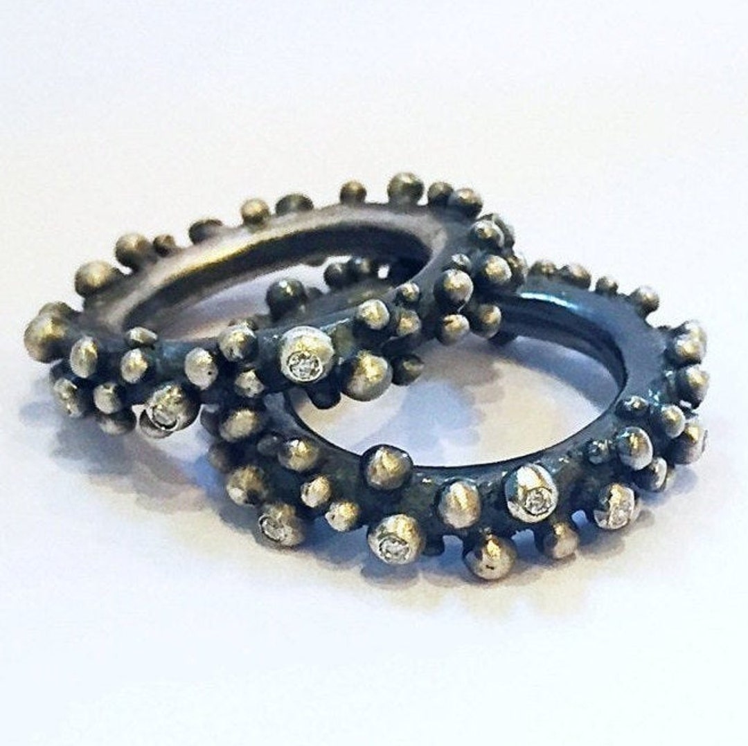 Bubble Sterling Silver Stack Rings Rustic Granulated Rings - Etsy