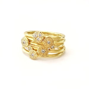 Diamond Ring Stack, 18k Solid Gold Diamond Rings, Simple Diamond Ring ...