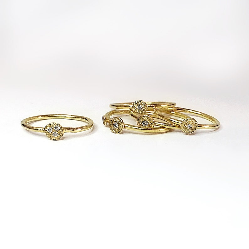 Diamond Ring Stack, 18k Solid Gold Diamond Rings, Simple Diamond Ring ...