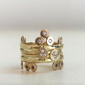 Diamond Ring Stack, 18k Solid Gold Diamond Rings, Simple Diamond Ring ...