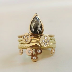 Diamond Ring Stack, 18k Solid Gold Diamond Rings, Simple Diamond Ring ...