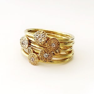 Diamond Ring Stack, 18k Solid Gold Diamond Rings, Simple Diamond Ring ...