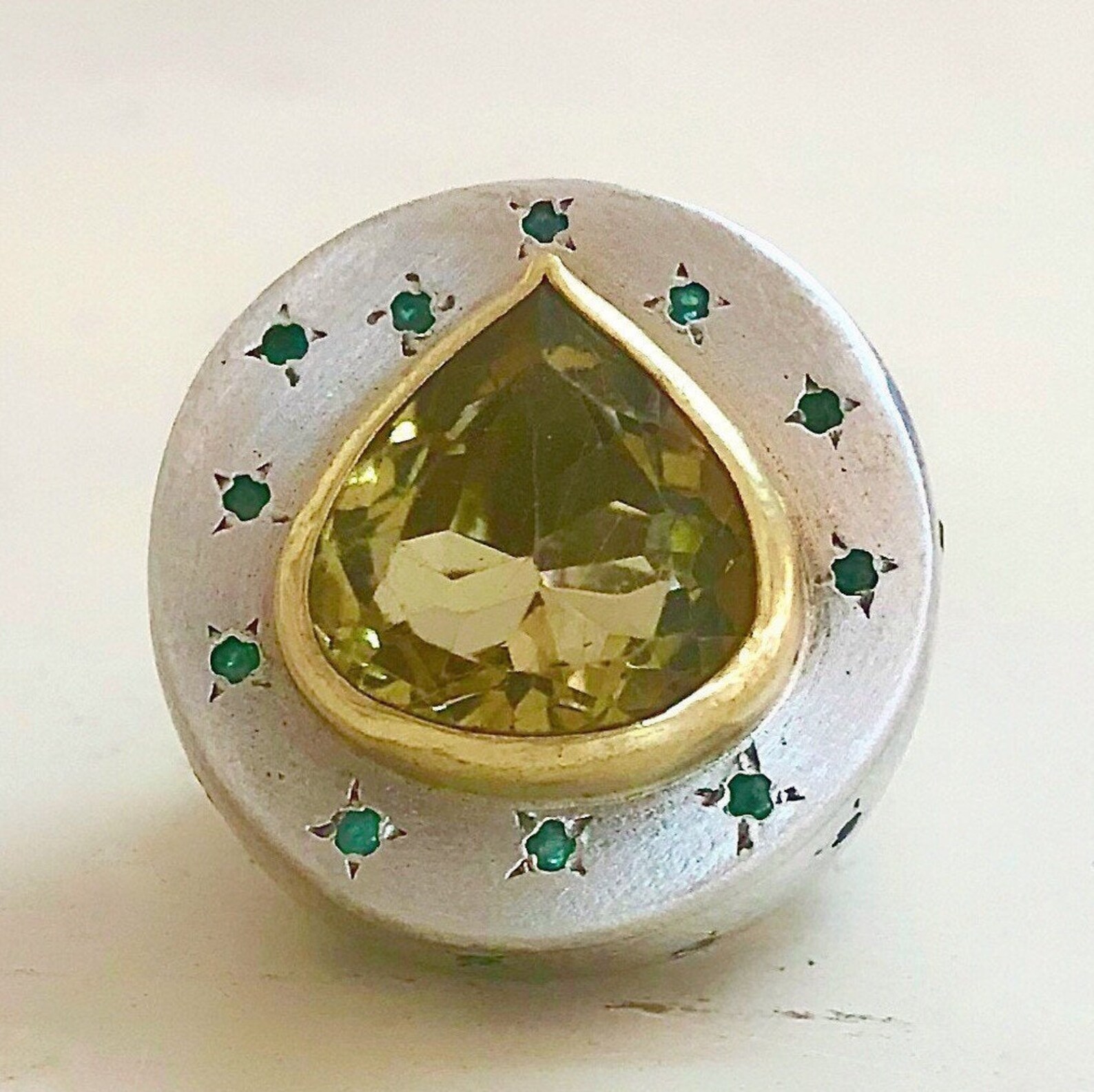 Signet Ring, Multi Gemstone Ring, Large Topaz Silver, Emeralds Silver ...