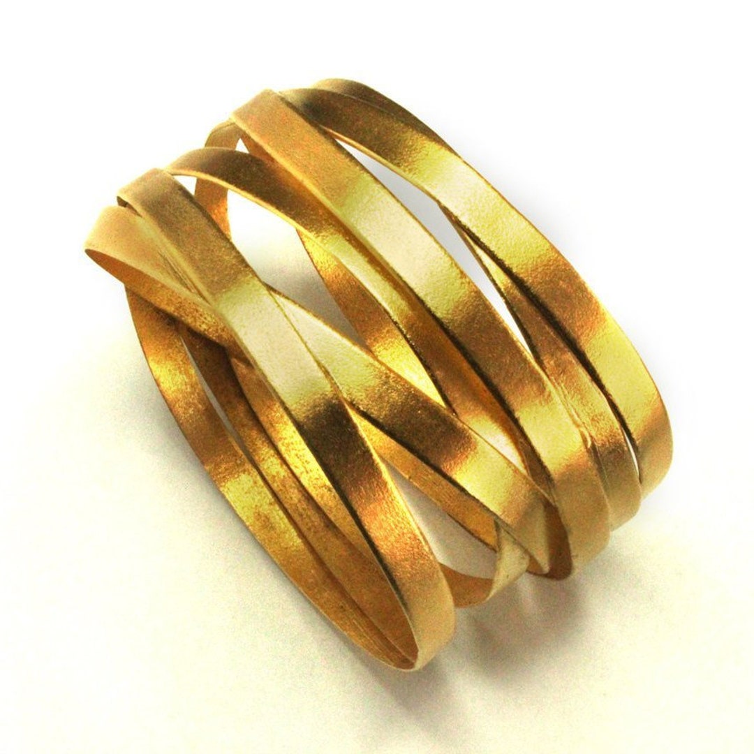 Wrap Gold Bracelet, Big Gold Bracelet, Gold Statement Bracelet, Wire ...