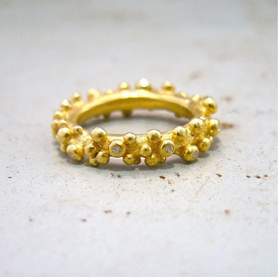 Organic Bubble Gold Ring, Bubble Stacking Ring, Stacking Gold Ring With ...