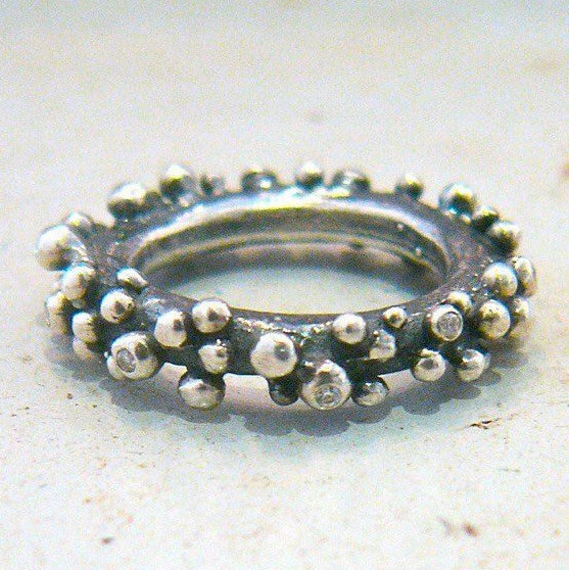 Bubble Sterling Silver Stack Rings, Rustic Granulated Rings, Multiple ...