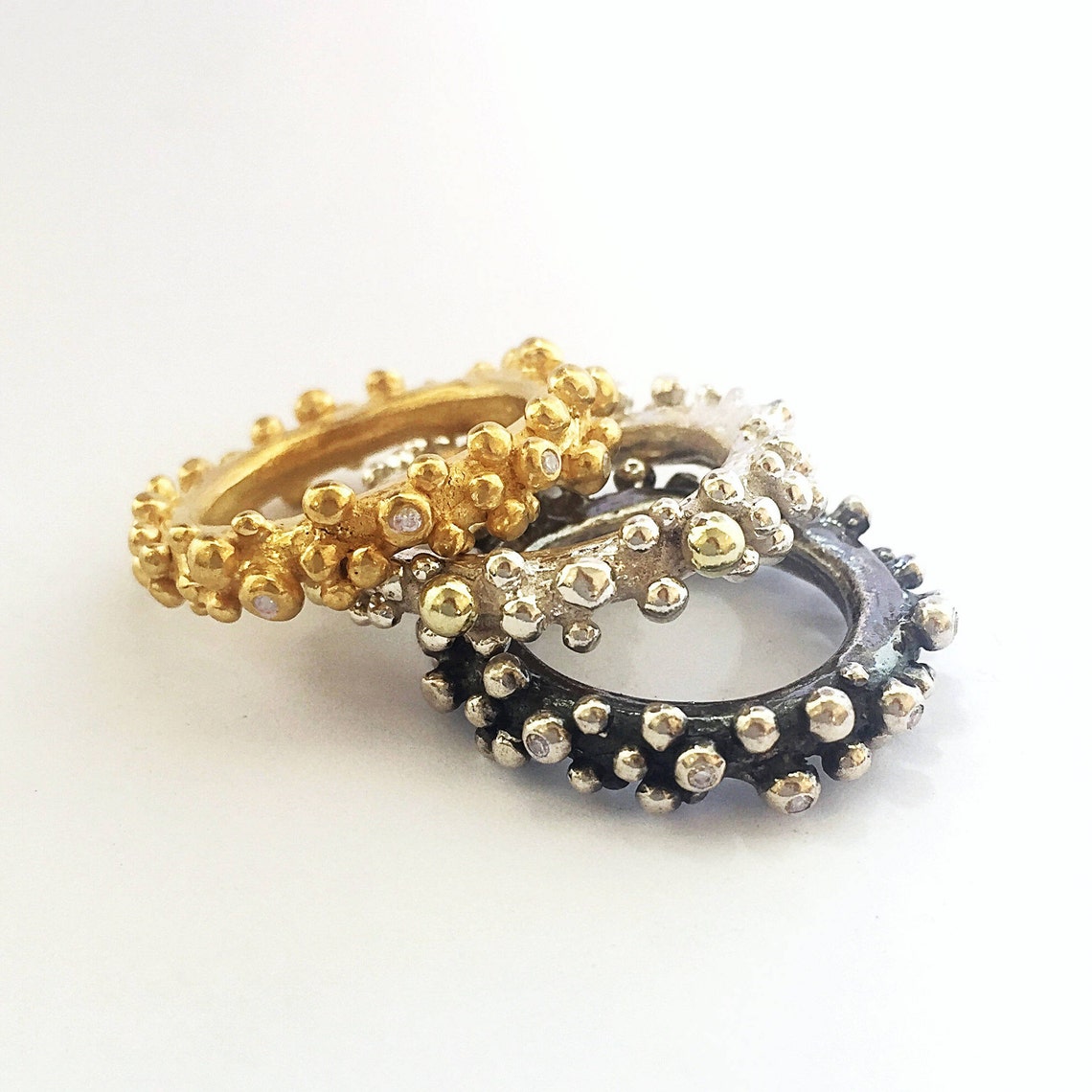 Organic Bubble Gold Ring, Bubble Stacking Ring, Stacking Gold Ring With ...