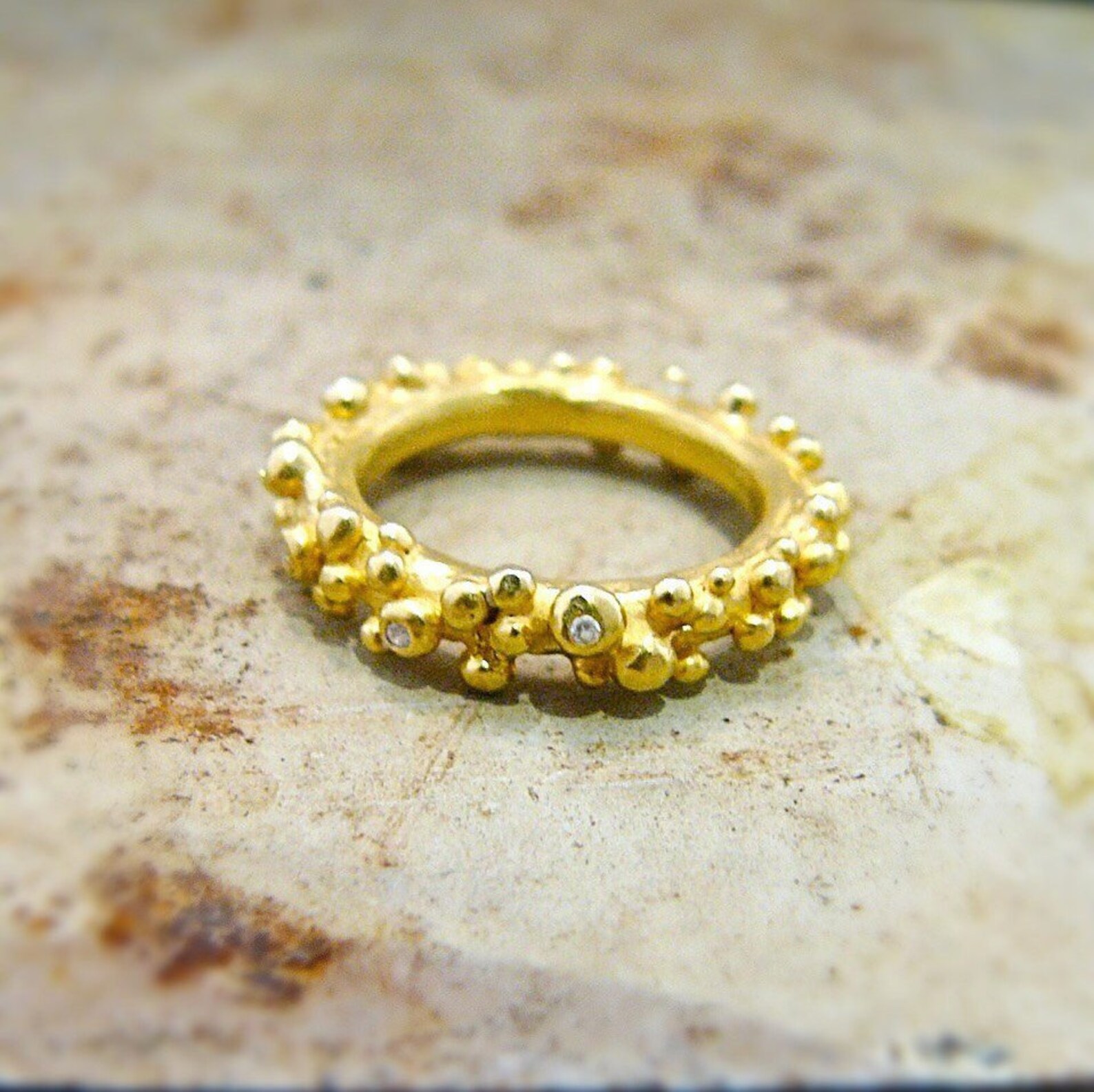 Organic Bubble Gold Ring, Bubble Stacking Ring, Stacking Gold Ring With ...