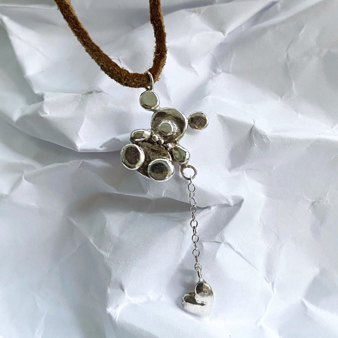 Teddy Bear Charm, Hand Crafted Teddy Bear Necklace, Teddy Bear Love ...
