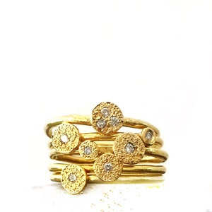 Diamond Ring Stack, 18k Solid Gold Diamond Rings, Simple Diamond Ring ...
