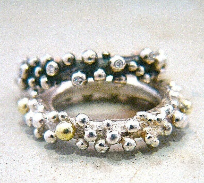 Bubble Sterling Silver Stack Rings, Rustic Granulated Rings, Multiple ...