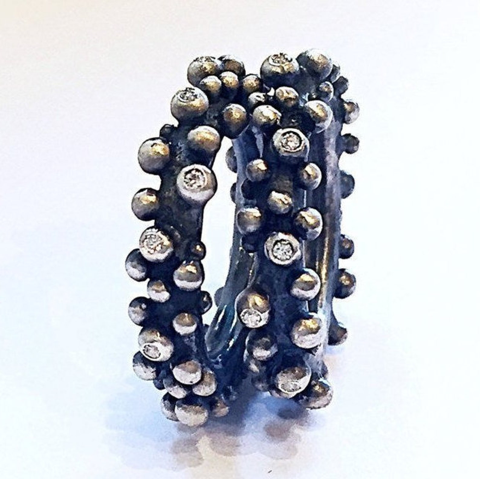 Bubble Sterling Silver Stack Rings, Rustic Granulated Rings, Multiple ...