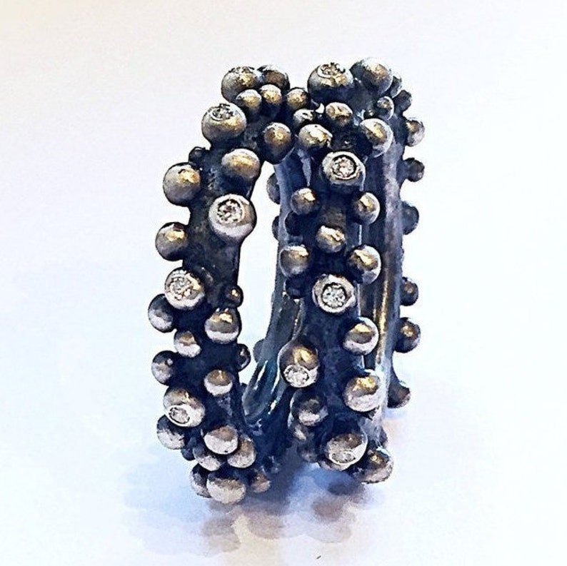 Bubble Sterling Silver Stack Rings, Rustic Granulated Rings, Multiple ...
