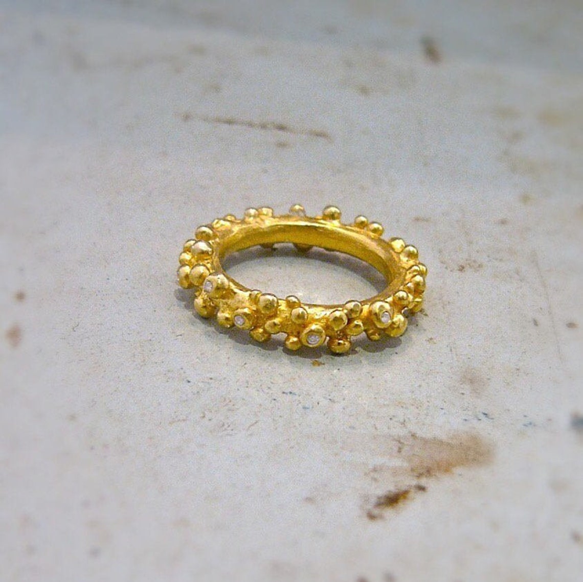 Organic Bubble Gold Ring, Bubble Stacking Ring, Stacking Gold Ring With ...