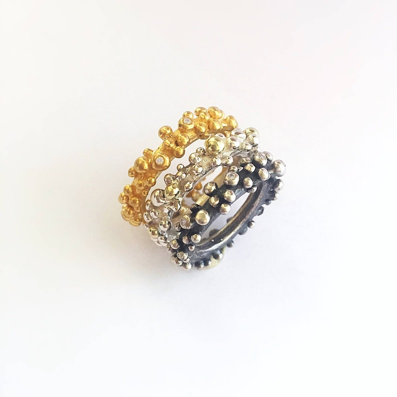 Organic Bubble Gold Ring, Bubble Stacking Ring, Stacking Gold Ring With ...