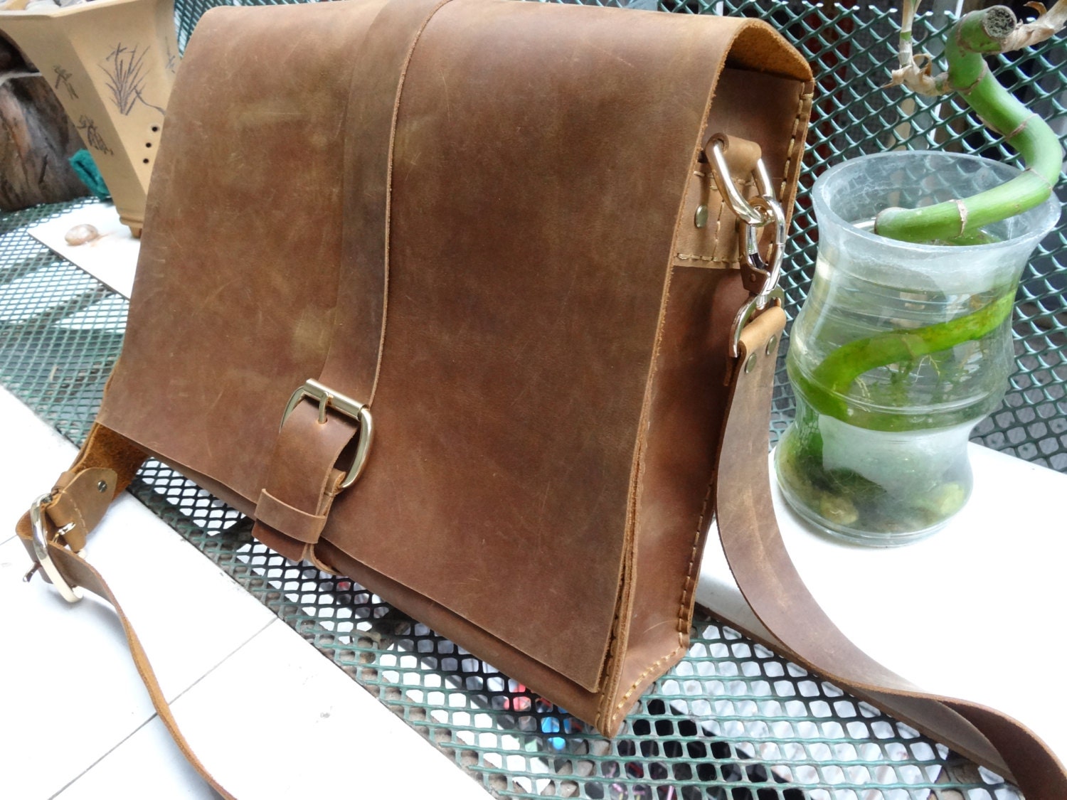 Mens Custom Leather Messenger Bag,camera Tool Bag, Crazy Horse Leather ...