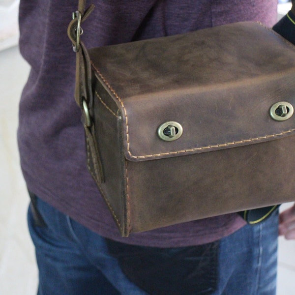 Leather Camera Bag Waxed Canvas - Etsy