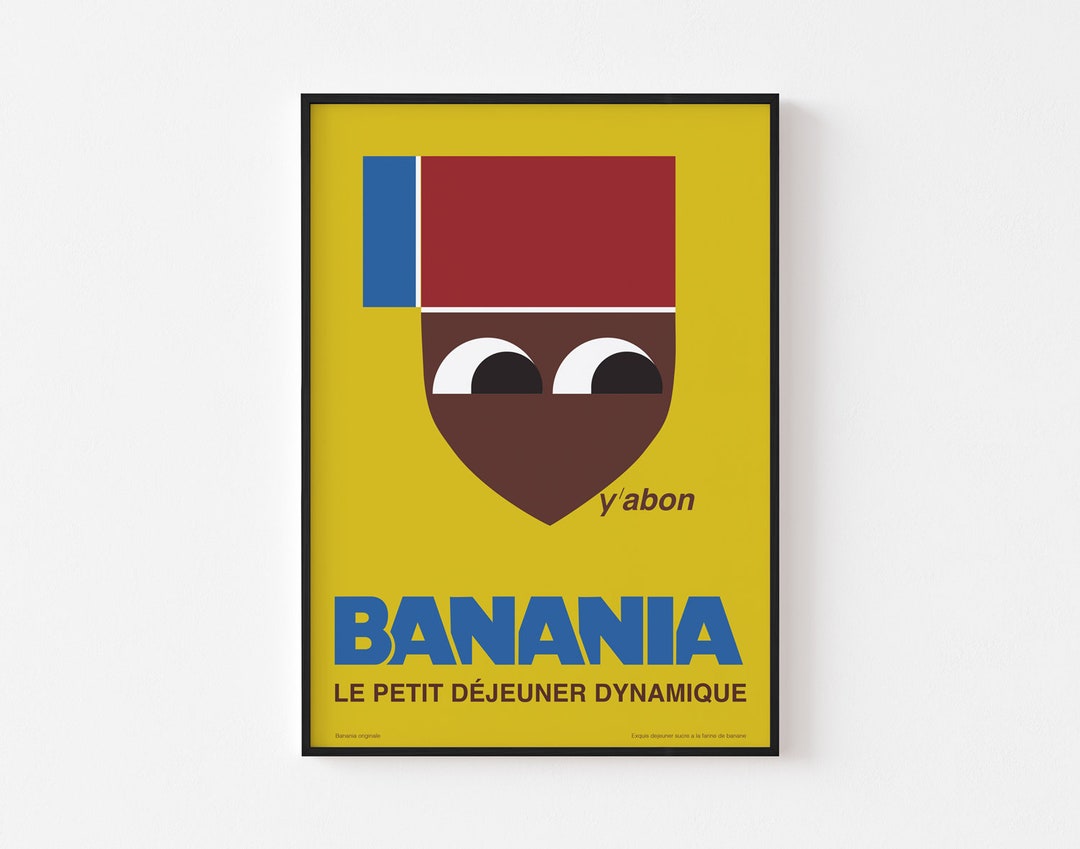 1970s BANANIA CACAO DRINK Modernist Poster Print Africa France Mid ...