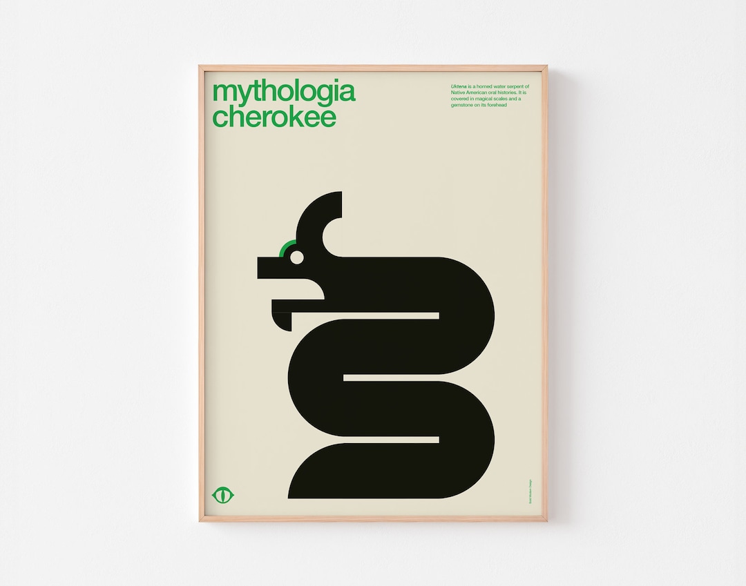 CHEROKEE MYTHOLOGY UKTENA Poster Print Mid Century Modern Indian Native ...