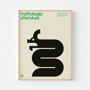 CHEROKEE MYTHOLOGY UKTENA Poster Print Mid Century Modern Indian Native ...