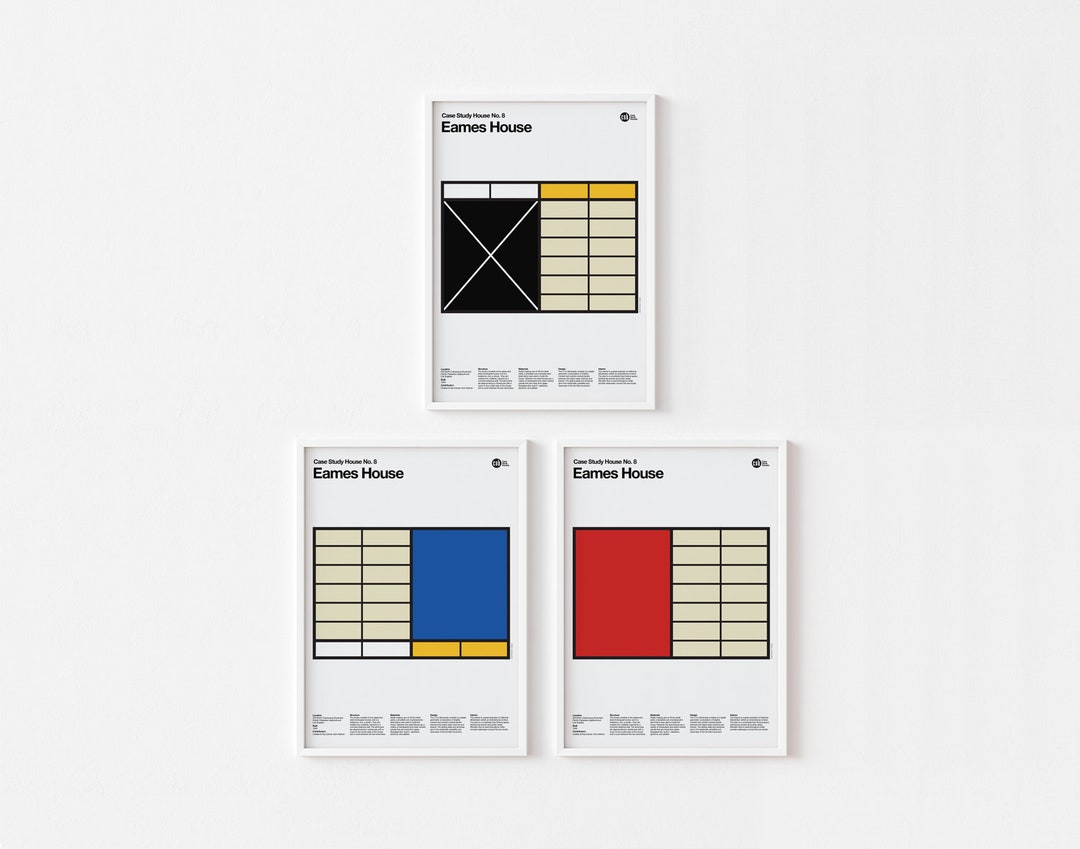 Eames House Poster Print Set | Case Study 8 | Pacific Palisades ...