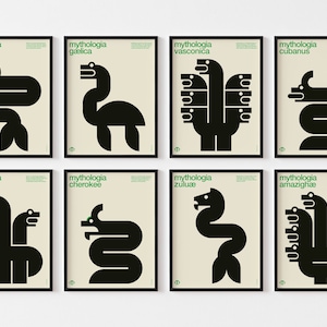 AFRICAN MYTHOLOGY GROOTSLANG Poster Print Zulu Dragon Mid Century ...