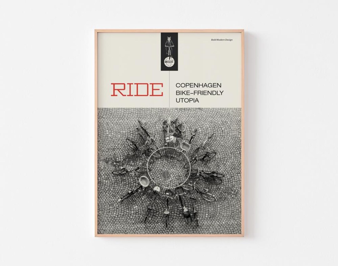 Copenhagen Bicycle Utopia Poster Print | Ride Magazine | Mid Century ...