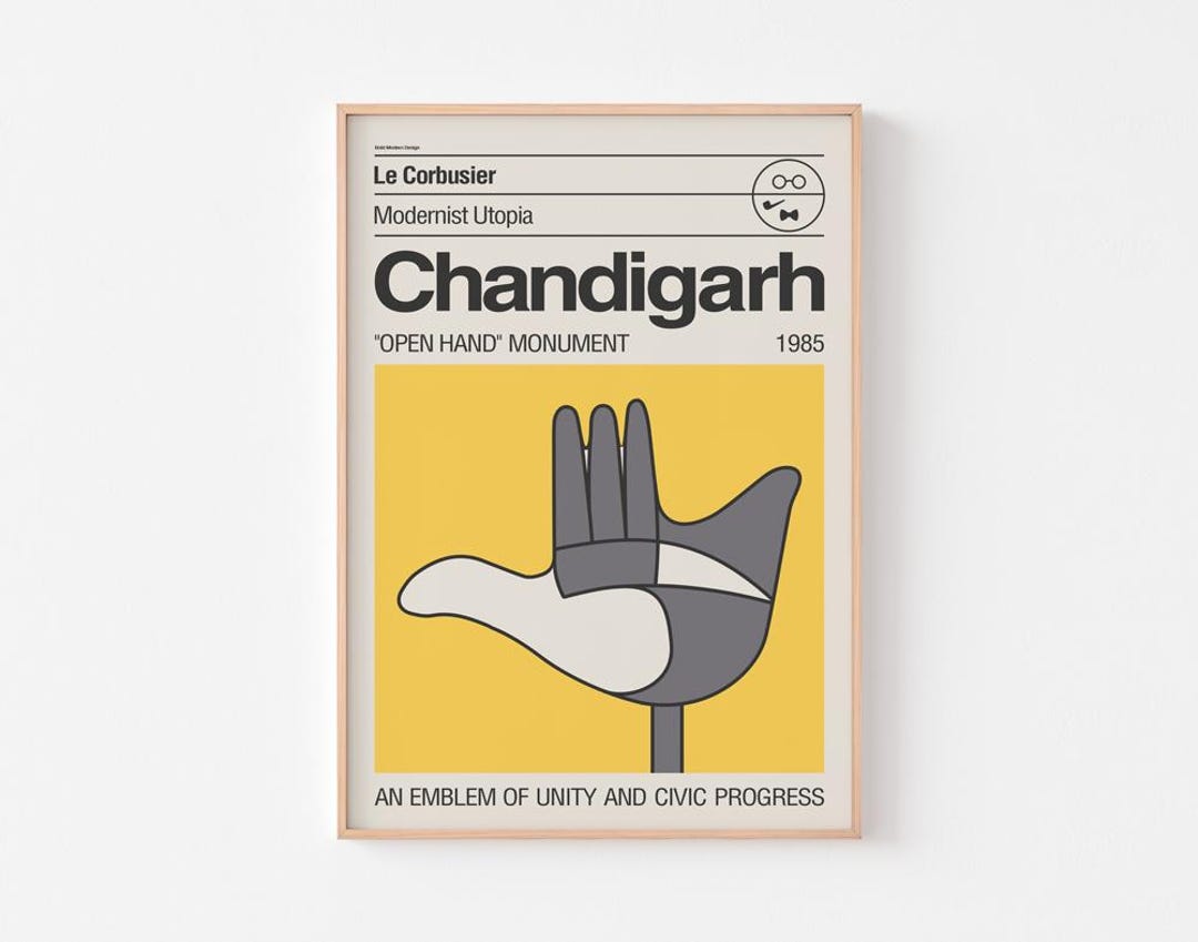 Chandigarh Poster Print | Open Hand Monument | Le Corbusier Brutalist ...