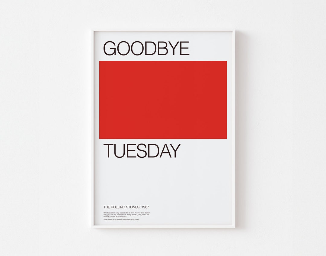 GOODBYE RUBY TUESDAY Rolling Stones Poster Print Lyrics Quote Beatles ...